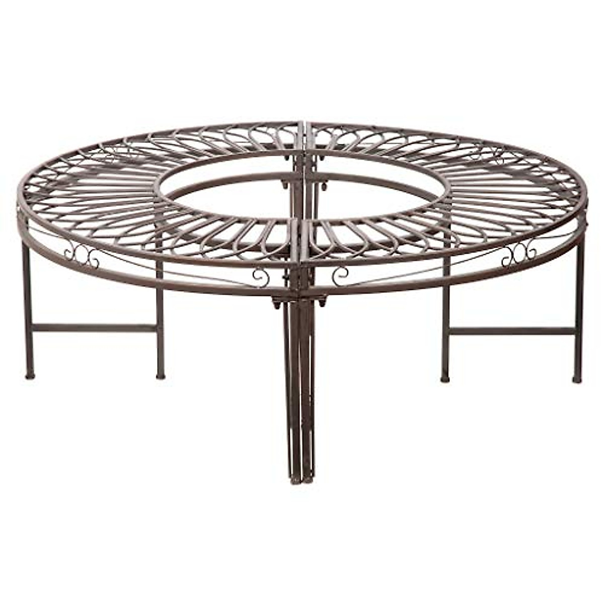 Design Toscano ZJ12063 Roundabout Circular Garden Tree Bench Seat, 47 Inch, Grey