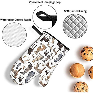 JKKL Greyhounds Wippets and Lurcher Dogs Pattern，3pcs Oven Mitts and Pot Holders for Kitchen,Cooking,Baking,Grilling,BBQ