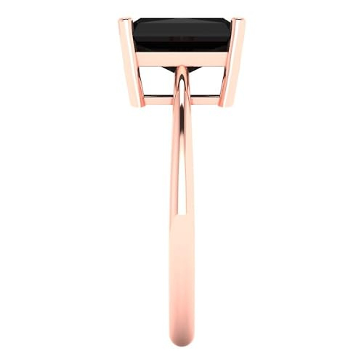 2.5ct Radiant Cut Solitaire Natural Black Onyx Engagement Wedding Bridal Promise Anniversary Ring 18K Rose Gold Size 3.5