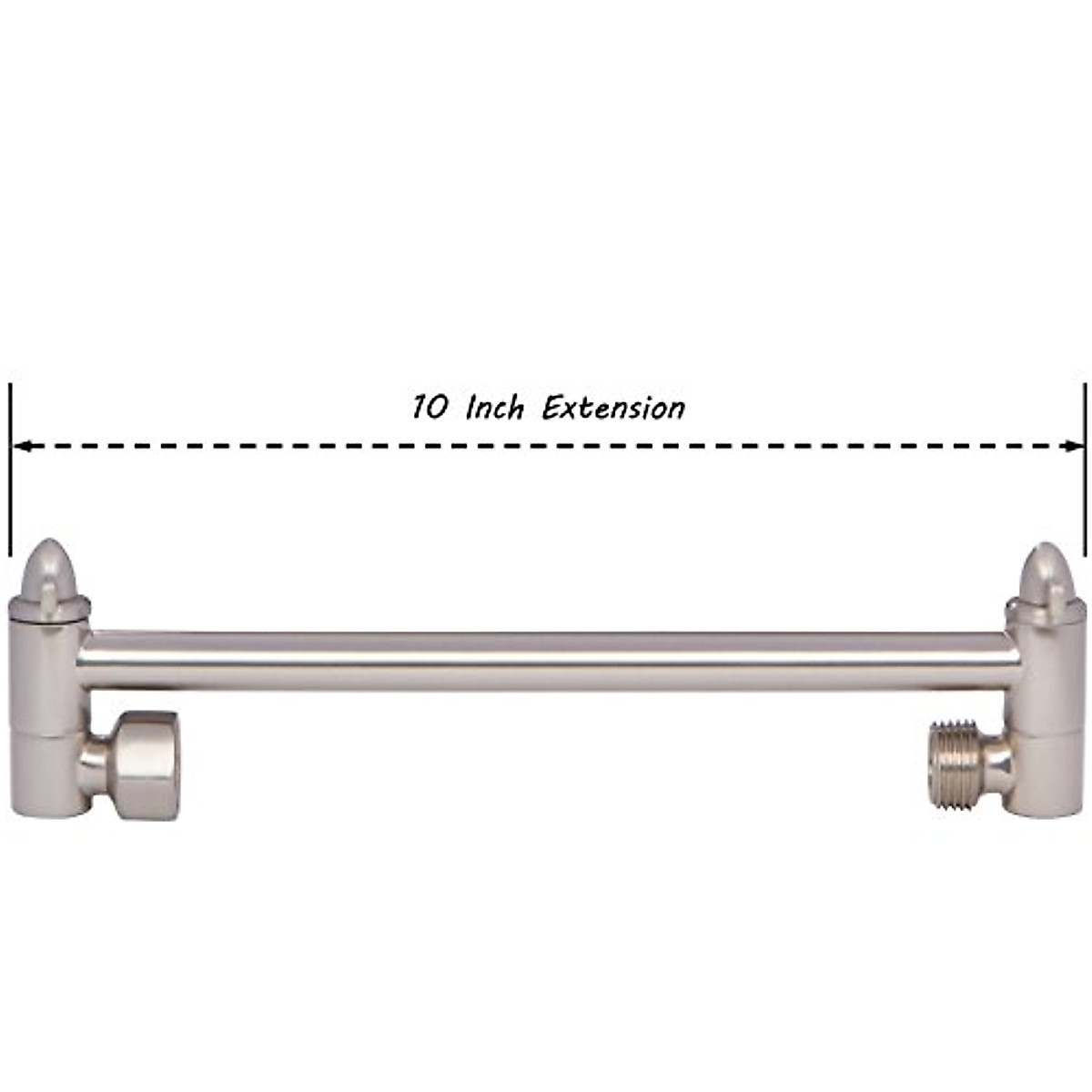 Adjustable Shower Head Extension Arm - 10 Inch Brass Shower Arm Extender Hardware - Brushed Nickel