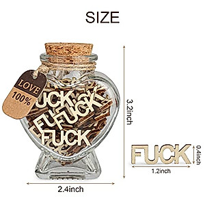 Fucks to Give,Jar of Fucks Gag Gifts for Valentine's Day / Birthday / Anniversary / Christmas. FUCK Wooden Cutout Letter Funny Gifts for Parents and Relatives,Friends (FUCK(Heart-shaped bottle))