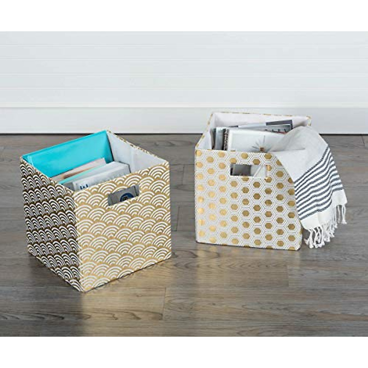 DII Collapsible Polyester Storage Cube, Honeycomb, Gold, Large