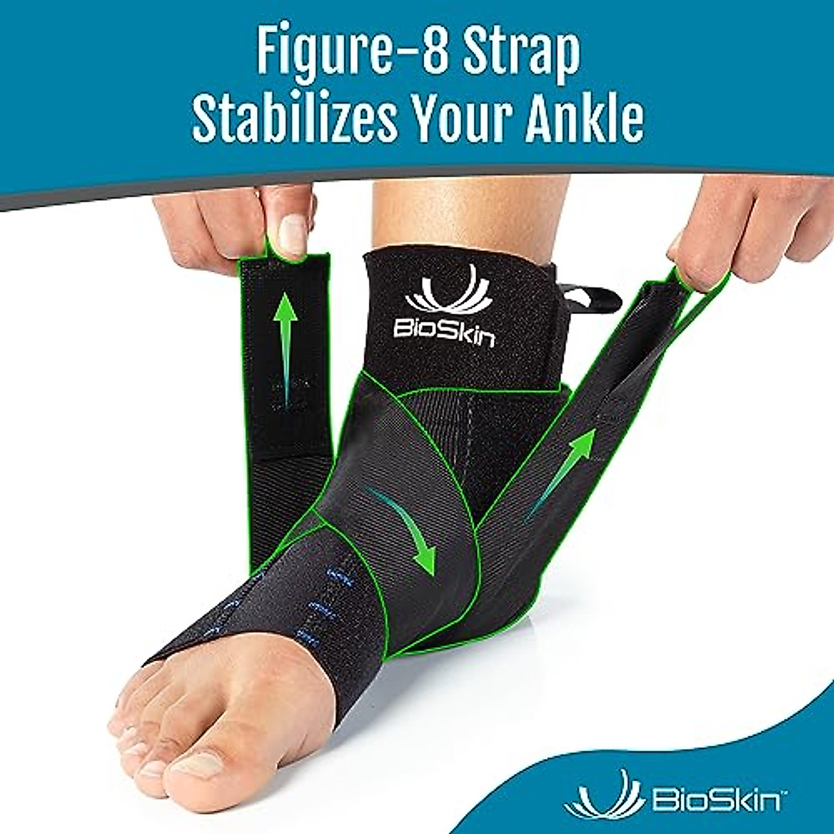 BIOSKIN Ankle Compression Brace - Ankle Wrap for Sprained Ankle, Post Injury Ankle Brace, Ankle Support Brace for Women and Men, Swollen Feet Relief