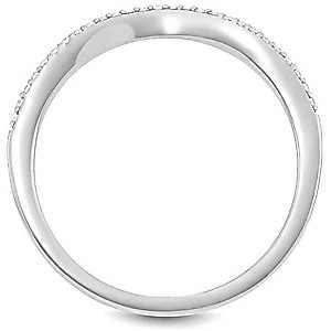 14k White Gold Plated 925 Sterling Silver 0.32 (Ctw) Cubic Zirconia Wedding Curved Half Eternity Band Ring For Womens