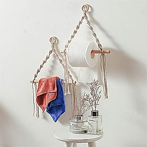 FEEGAR Towel Ring Toilet Paper Holder Dispenser Hand-Woven Tapestry Wall Hanging Bathroom Towel Rack Decoration