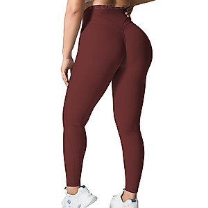 YEOREO Grace Workout Leggings for Women Butt Lifting Tummy Control High Waist Gym Yoga Compression Pants Deep Burgundy M