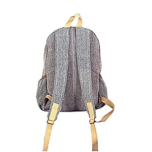 VIBRANIC Himalayan HEMP Laptop Backpack - THC Free - 13”/15” Laptop Compartment - All Natural Handmade - Multi-Pocket - Yellow Green Shade - Made in Nepal