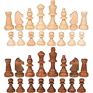 EEkiimy 2 in 1 Wood Chess Pieces + 32 Peceis Checkers only Without Board for Replacement of Missing Pieces 3.5 inch King Chess Pieces Figure (3.5 inches)