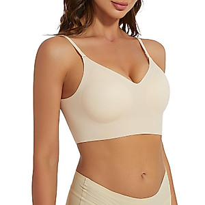 ZITAIMEI Low Back Seamless Bras Multiway Convertible Strap Halter Lifting Bra Spaghetti Strap Wire-Free Padded Backless