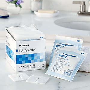 McKesson Split Sponges, Sterile, 100% Cotton, I.V. Drain Split Dressing, 2 in x 2 in, 2 per Pack, 700 Packs, 1400 Total