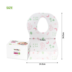 TOELTON Baby Bibs – Pack of 50 Disposable Bibs for 6 Months and Up – 3-Layer Protection Toddler Bibs for Boys and Girls – Fun and Whimsical Designs – Comfortable and Lightweight, White, TA210308DB