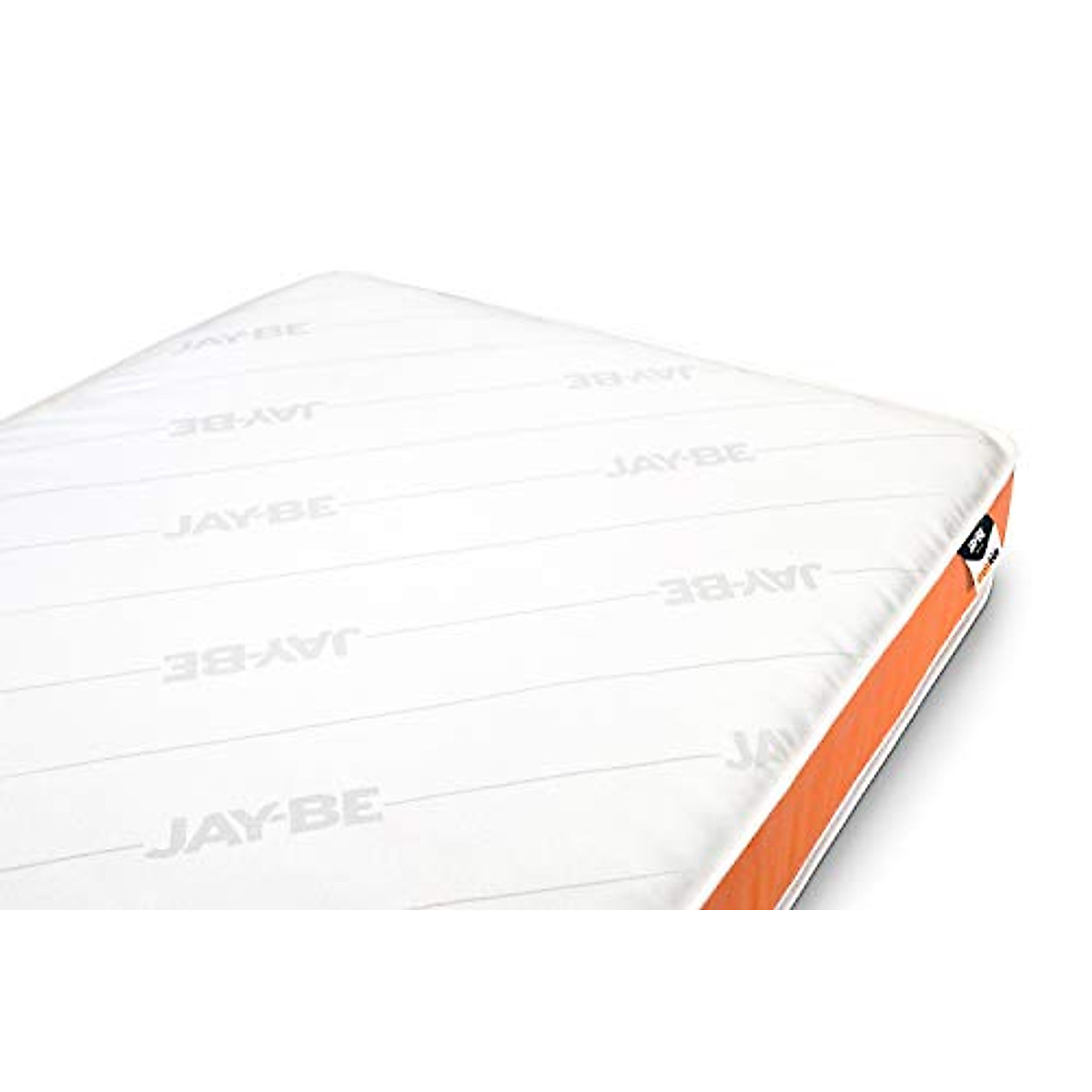 Jay-Be Mattress Simply Kids Sprung Mattress, Bed in a Box - Foam Free - Twin Single, White and Orange