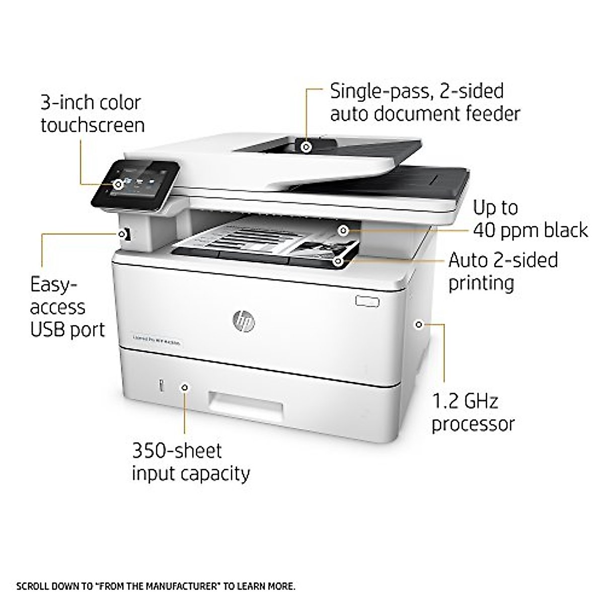 HP LaserJet Pro M426fdn All-in-One Laser Printer with Built-in Ethernet & Double-Sided Printing, Amazon Dash replenishment ready (F6W14A)