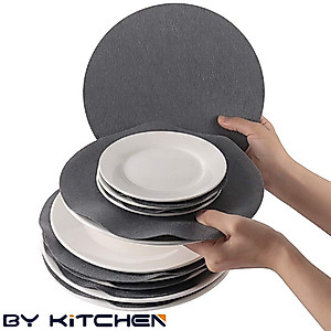 BYKITCHEN Dish Separators Protectors, Gray Dinner Plate Divider Pads, China Storage Protectors for Protecting and Stacking Your Cookware, 30 Pieces & 2 Different Size