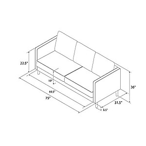 Novogratz Paige Modern Pillowback Sofa, Navy Blue Velvet