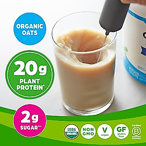 Orgain Organic Vegan Protein Powder + Oat Milk, Vanilla Bean - 20g Plant Based Protein, Gluten Free, Soy Free, Low Sugar, Non GMO, Kosher - 1.05lb