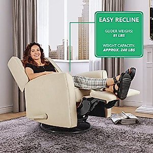 Evolur Linda Glider/Swivel Reclining Easy Assembly Chair, Shell