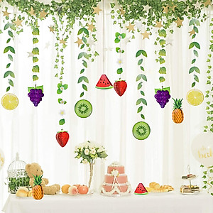 Cheerland Fruit Party Decoration Jungle Theme Backdrop Tropical Garland for Twotti Fruity Birthday Baby Shower Festival Summer Classroom Decor Party Supplies - Pack of 12