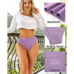 FINETOO High Waisted Underwear for Women Seamless Panties Bikini High Cut No Show Sexy Cheeky Panties 6 Pack