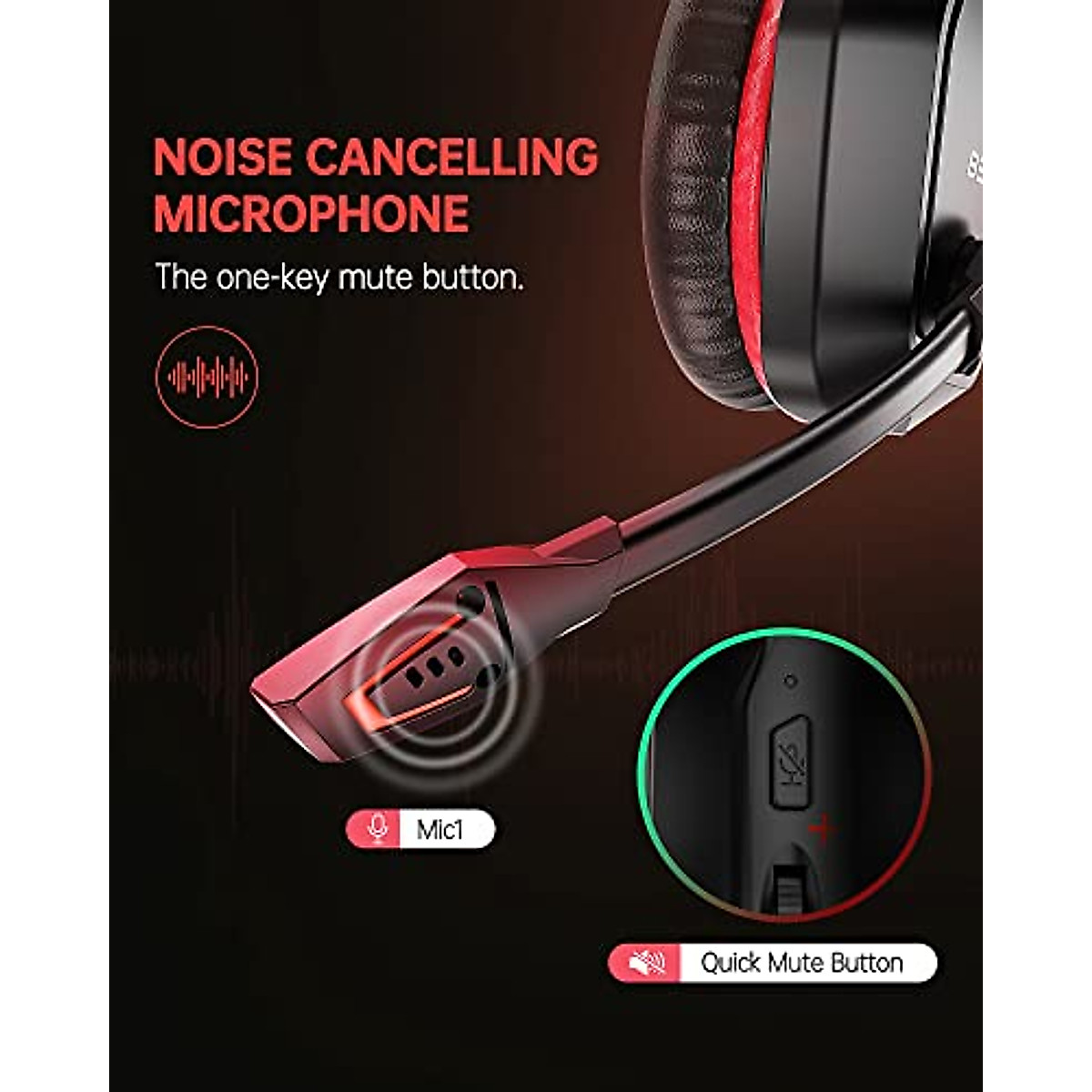 BEAVIIOO Wireless Gaming Headset with Microphone for PC PS4 PS5 Playstation 4 5, 2.4G Wireless Bluetooth USB Gamer Headphones with Mic for Laptop Computer