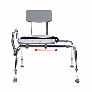 Pro-Slide Bathtub Transfer Bench and Sliding Shower Chair with Cut Out for Additional Cleaning (70311). Multiple Safety Features, Tool-Less Assembly, Height Adjustable and High Weight Capacity.