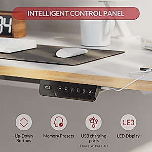 SANODESK Height Adjustable Desk 55 inch, Electric Standing Desk/w USB Charging Ports, White Sit Stand Desk for Home Office with Monitor Shelf (55 x 24 inches)