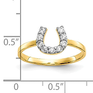 IceCarats 10K Yellow Gold Cubic Zirconia CZ Lucky Horseshoe Ring Animal Lover Equestrian Band Size 6