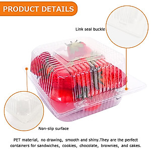 WAQIAGO 100 PCS 5x5 Inch Plastic Clamshell Take Out Tray,Disposable Sturdy Hinged LoafContainers,to go containers Disposable Takeout Box for Salads,Fruit,Hamburgers,Sandwiches,Cupcake