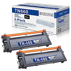 TN660 High Yield Toner Cartridge Black Compatible 2 Pack Replacement for Brother TN 660 HL-L2300D HL-L2320D HL-L2380DW MFC-L2700DW MFC-L2707DW MFC-L2740DW DCP-L2540DW Printer Toner