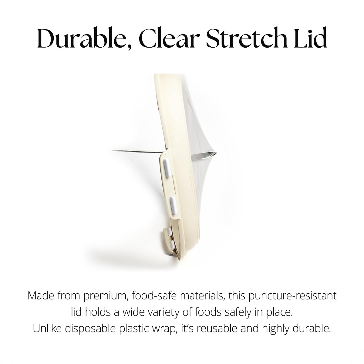 Crudités 4-Pack Portable Snack Tray | Food Containers with Reversible Stretch Lid | BPA-Free, Reusable, Freezer & Dishwasher Safe | Meal-Prep, Charcuterie, Salads, Picnic, Travel (1, Square)