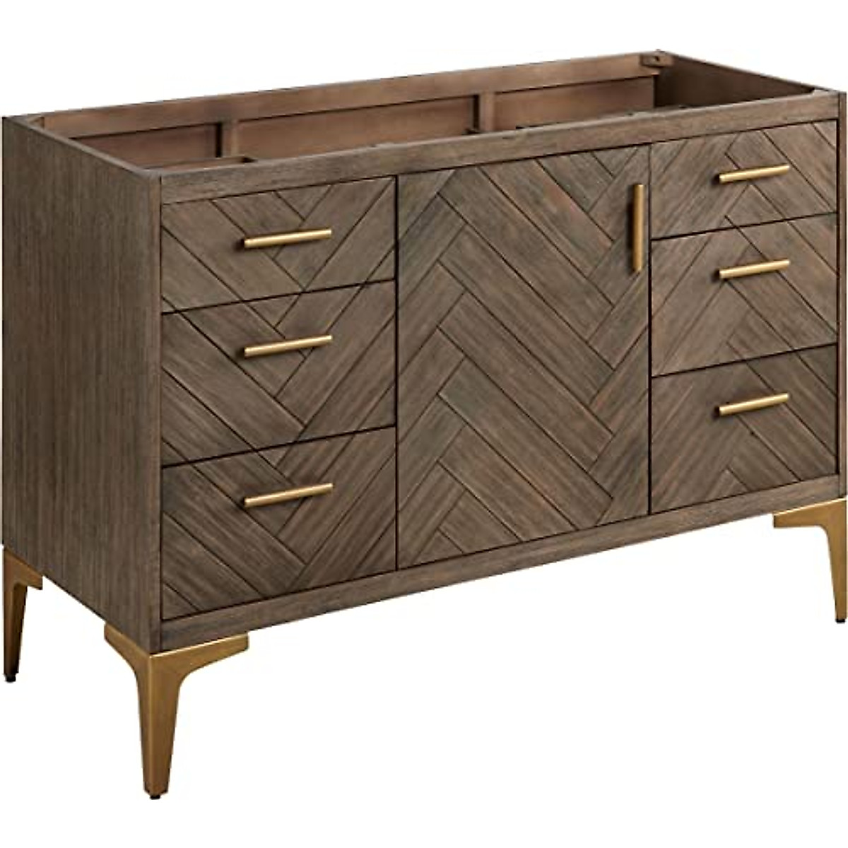 Signature Hardware 953350-48-RUMB-1 Frey 48" Free Standing Single Vanity Cabinet Set with Wood Cabinet, Vanity Top and Rectangular Undermount Sink - Single Faucet Hole
