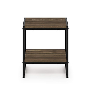 FURINNO Camnus Modern Living 2-Tier End Table, Columbia Walnut, 15.9 in x 15.75 in x 18 in