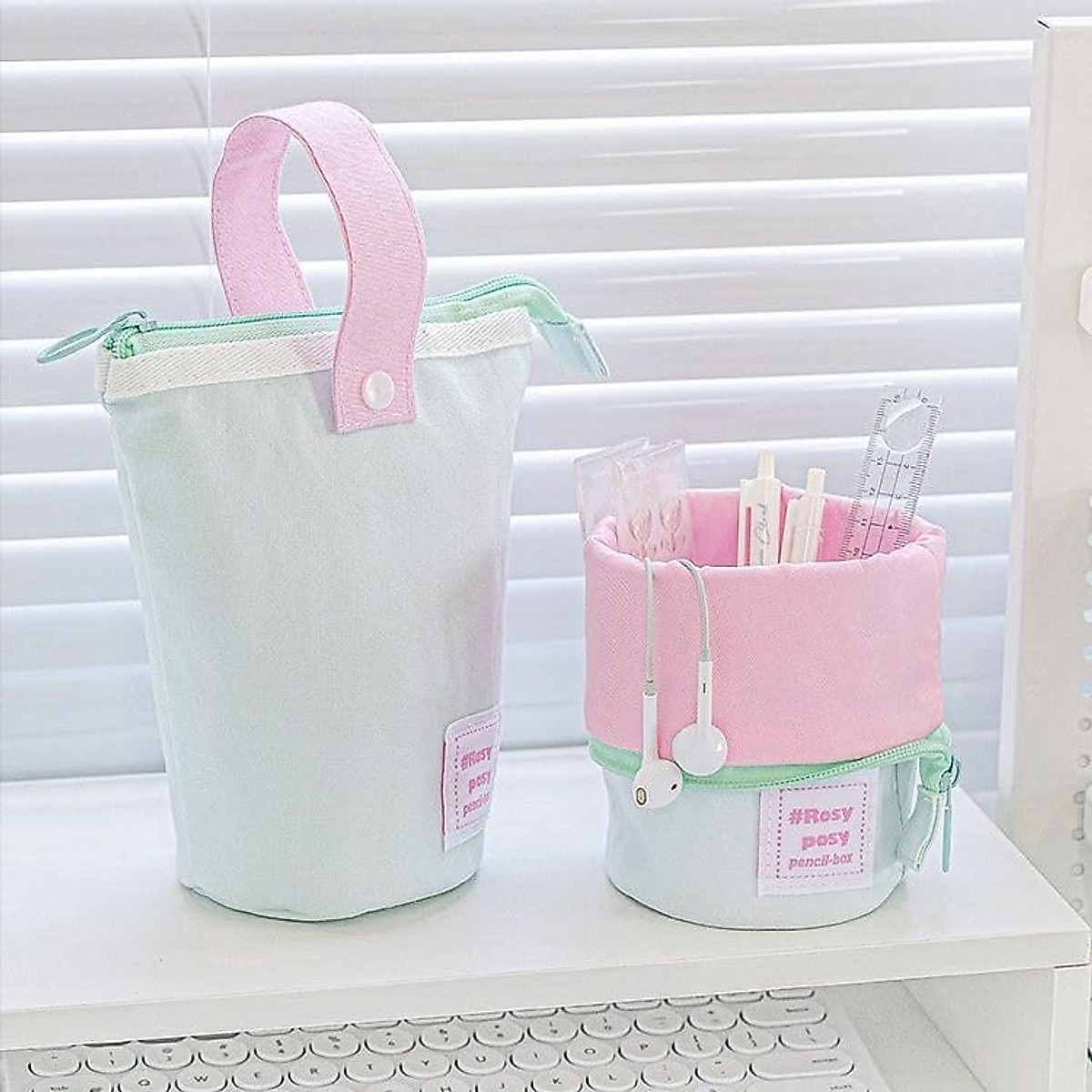 TANG QIRA Big Capacity Pencil Pen Case Office College Large Storage High Capacity Bag Stang up Pouch Holder Box Organizer, Cosmetic Bag, Cute Stationary Gift (Green)