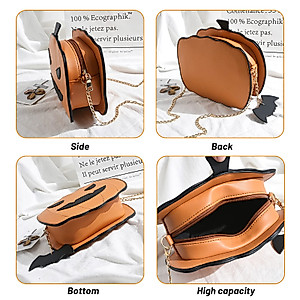 Pumpkin Crossbody Bag Little Devil Shoulder Chain Purse Creative Cute bag (Brown)