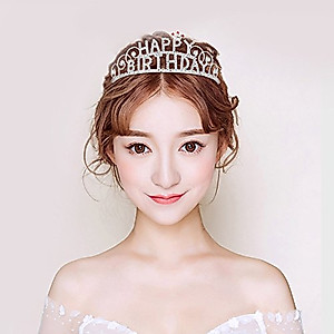 Frcolor Happy Birthday Crown Tiara Crystal Rhinestone Crown Wedding Hair Comb Bride Tiara for Women