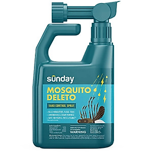 Sunday Mosquito Deleto - Mosquito Repellent & Bug Control Spray - Concentrated Lemongrass & Cedar Oils - for Mosquitoes, Fleas, & Ticks - Lasts up to 4 Weeks - Hose-On Sprayer, 32 Fl Oz