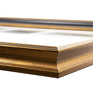 Space Art Deco, 16x20 Picture Frame without Mat for 16x20 Poster/Photo/Print, Shatter-Resistant Real Glass Wall Mounting Display (Black and Ornate Gold Design, 1-Pack)