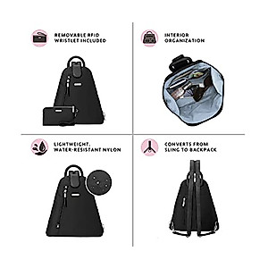 Baggallini Womens Metro Backpack With Rfid Wristlet Handbags, Black, One Size US