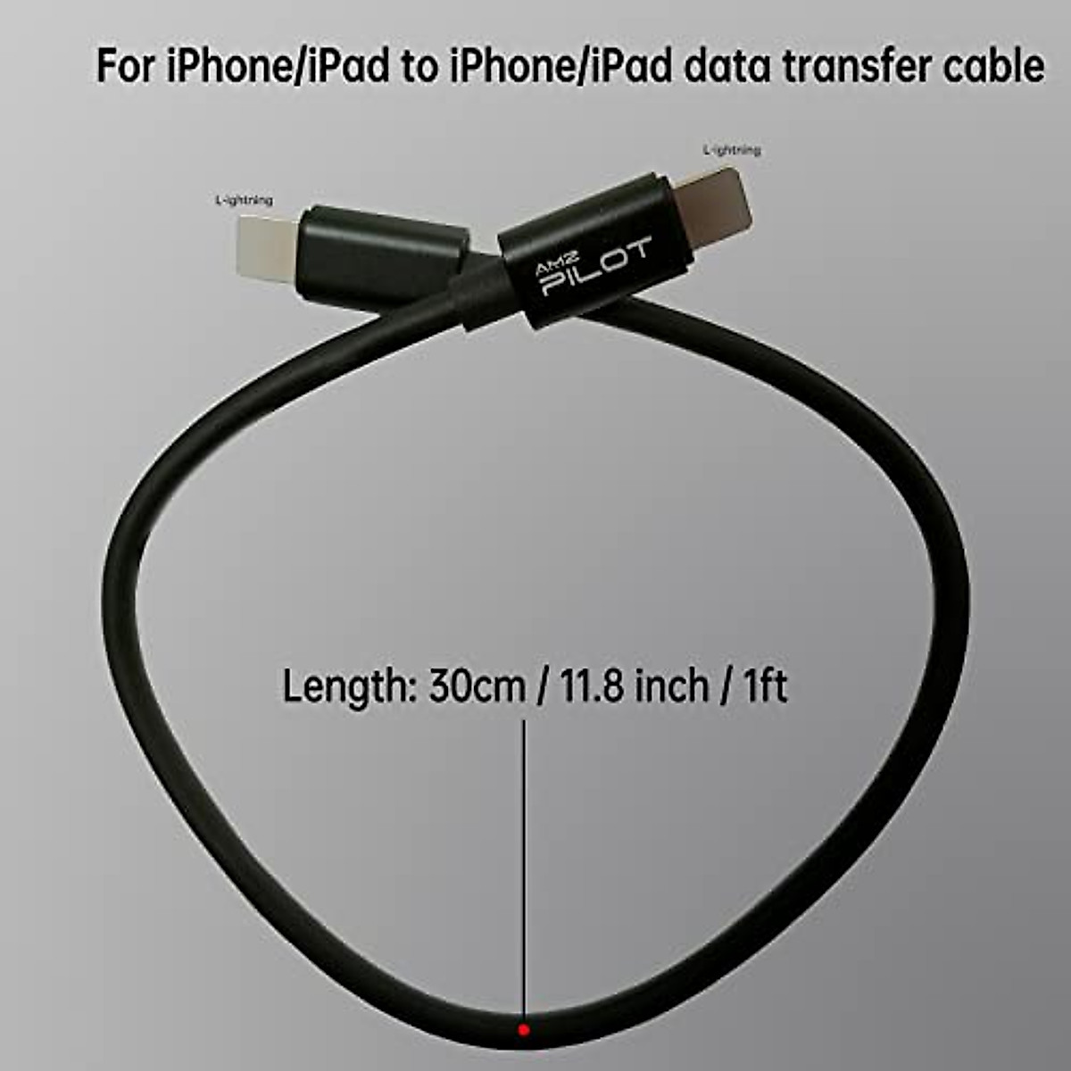 AMZPILOT Compatible for iPhone to iPhone Transfer Cable, iOS 14 to 8 pin OTG Cable Male to Male Data Migration Wired Cord Sync Photo/Video, for iPhone Series 13/12 Mini/Pro Max/11/Xs/Xr/X/8 - 1FT
