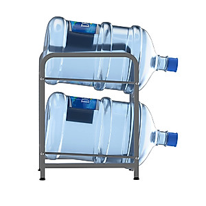 5 GALLON WATER JUG RACK WATER BOTTLE STORAGE ORGANISER 12.9"x13.4"x19.3" STURDY STEEL FRAME WATER GALLON HOLDER EXCELLENT HOME OFFICE SPACE SAVER WATER BOTTLE STAND SINGLE 2-TIER (SILVER)