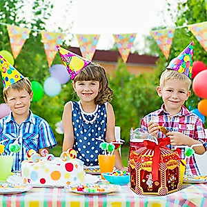 Carnival Treat Boxes Circus Cupcake Paper Candy Boxes Red White Stripes Carnival Paper Favor Boxes Carnival Goody Gift Decorations for Carnival Theme Birthday Halloween Holiday Celebration (24 Pcs)