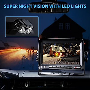 eRapta 1080p Backup Camera System Kit,7'' Reversing Monitor with IP69 Waterproof Wired Backup Camera for RV Truck/Trailer/Tractor /Box Truck Y0202