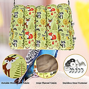 Vehomy Warm Bird Nest Hut Parrot Cozy Bed Tent Cage-Mounted Bird Bed Bird Parrot Hideout Hammock Swing Fluffy Parrot Sleeping Bed Parrot Hideaway for Cockatiels Parakeet Budgies African Grey L