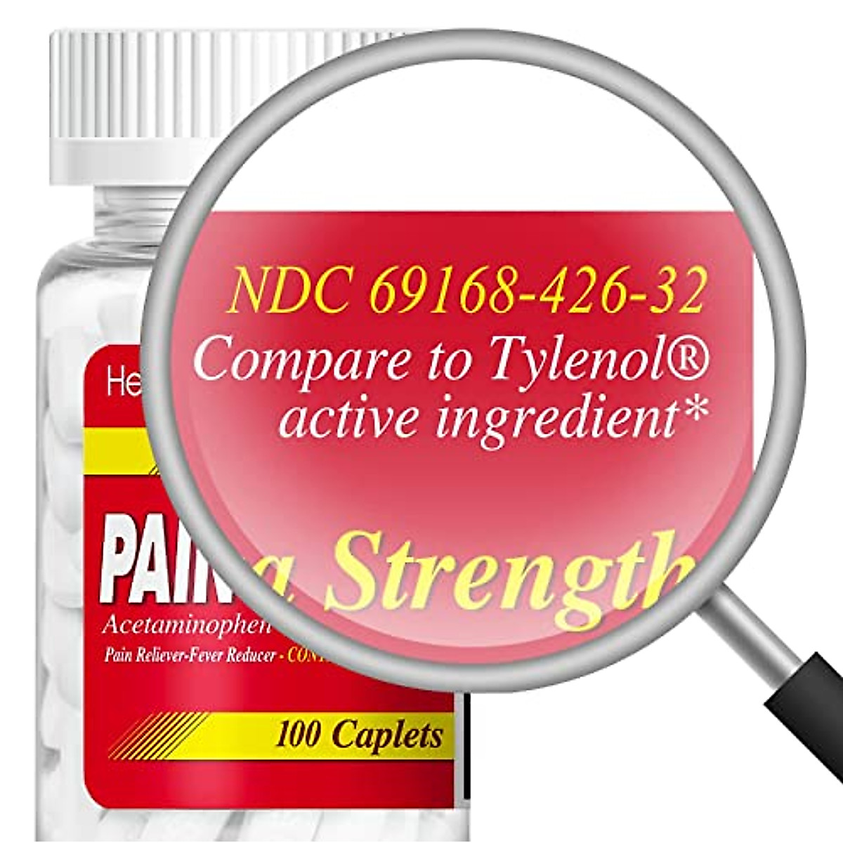 HealthA2Z® Extra Strength | Pain Relief | 100 Caplets | Acetaminophen 500mg | Contains No Aspirin | Fever Reducer | Pain Reliever