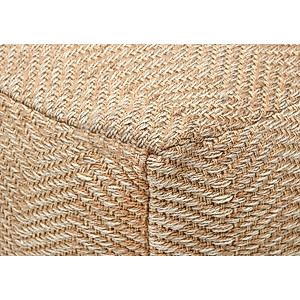 WOVEN ST. UNSTUFFED Pouf Ottoman Cover Textured Printed Storage Cube Pouf Pouffe Accent Chair Seat Footrest for Living Room, Bedroom, Nursery, Kids Room, Patio, Gym; 100% PET (16"x16"x16") (Beige)