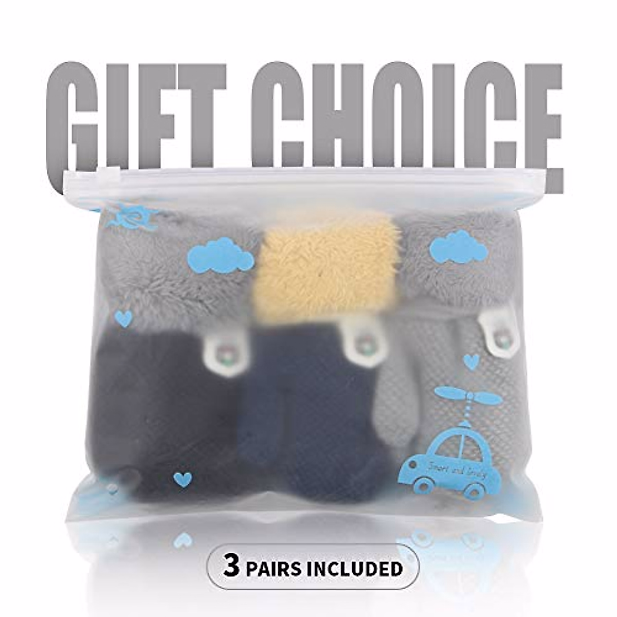 ORVINNER 3 Pairs Toddler Gloves Baby Boys Girls Winter Warm Sherpa Lined Knit Gloves Kids Mittens Black/Grey/Navy Pack