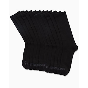 AND1 Men's Athletic Arch Compression Cushion Comfort Crew Socks (12 Pack), Size 6-12.5, Black