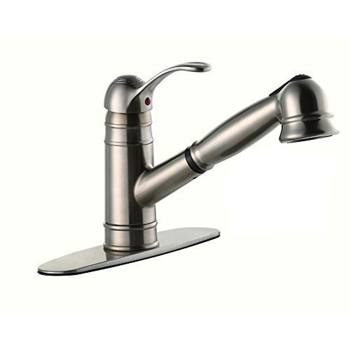 Derengge 1 or 3 Hole Pull-Out Kitchen Faucet Stainless Steel Single Handle Kitchen Sink Faucet with Deck Plate,EW-083C-BN