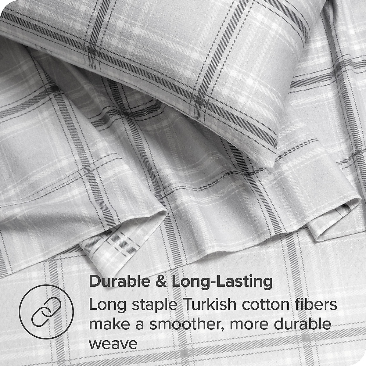Bare Home Flannel Sheet Set Prints, 100% Cotton, Velvety Soft Heavyweight - Double Brushed Flannel for Extra Softness & Comfort - Deep Pocket - Bed Sheets (Split King, Tartan Plaid)