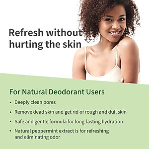 Armpit Detox and Body Scrub 8.8oz || with Peppermint and Aloe Vera for Odors Removing, Exfoliating, Moisturizing, Smoothen and Tighten, for Legs, Knee, Feet, Hands Whole Body